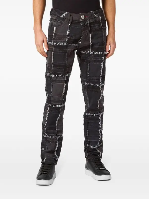 Philipp Plein Patchwork Straight-leg Jeans - Grey