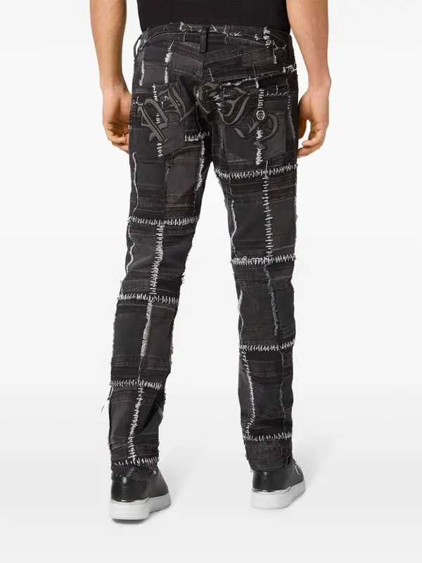 Philipp Plein Patchwork Straight-leg Jeans - Grey