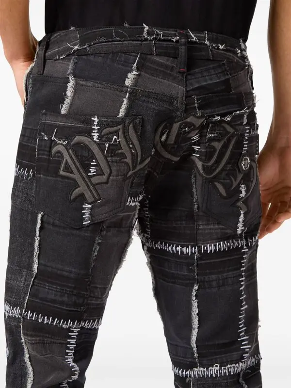 Philipp Plein Patchwork Straight-leg Jeans - Grey