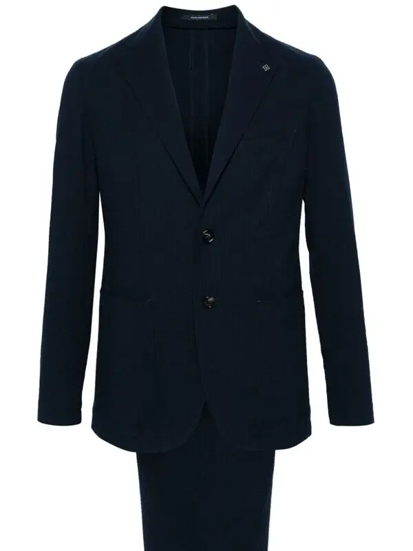 Tagliatore Seersucker-texture Single-breasted Suit