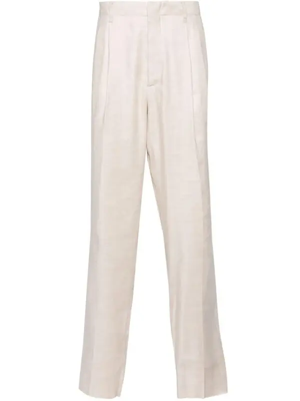 LARDINI Linen-blend Tapered Trousers
