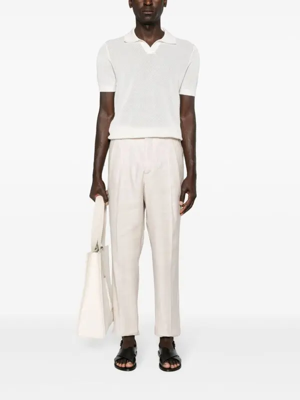 LARDINI Linen-blend Tapered Trousers