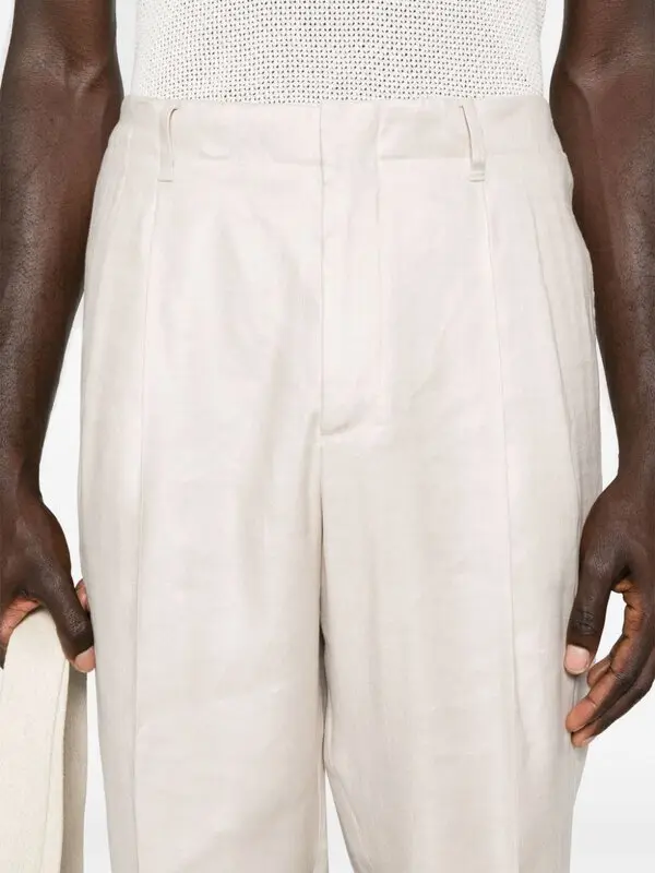 LARDINI Linen-blend Tapered Trousers