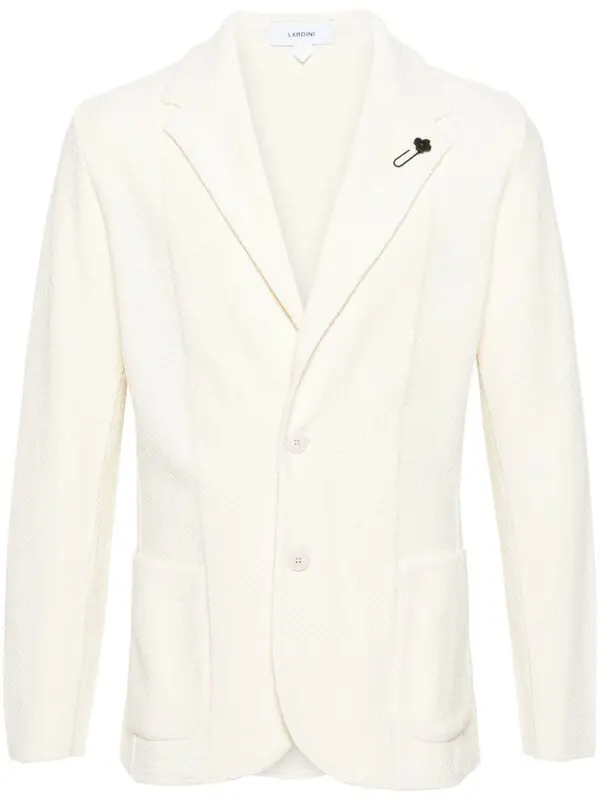 LARDINI Chevron-knit Single-breasted Blazer - White