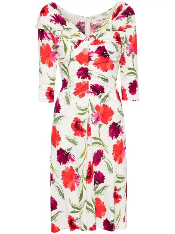 Diane Von Furstenberg Floral-print Midi Dress - White