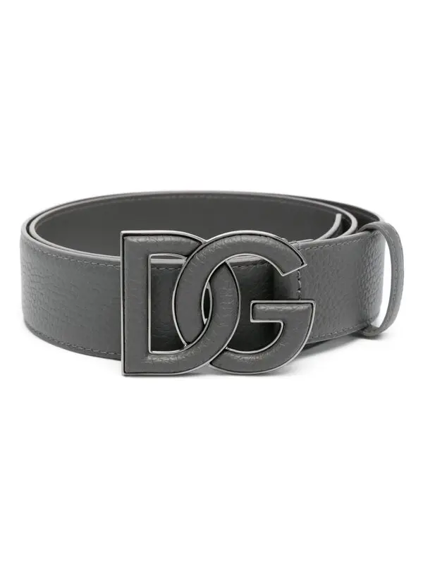 Dolce & Gabbana Logo-buckle Leather Belt - Grey