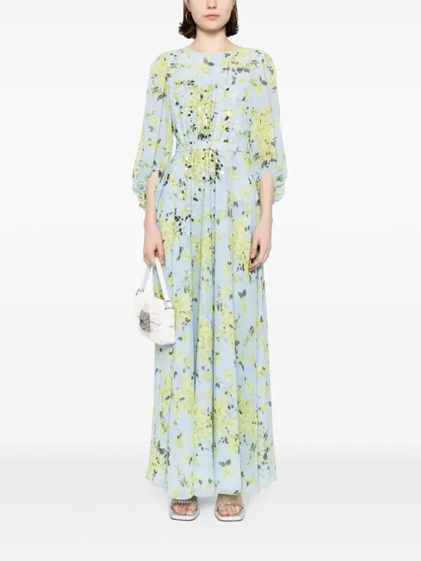 Sachin & Babi Bianca Chiffon Gown - Blue