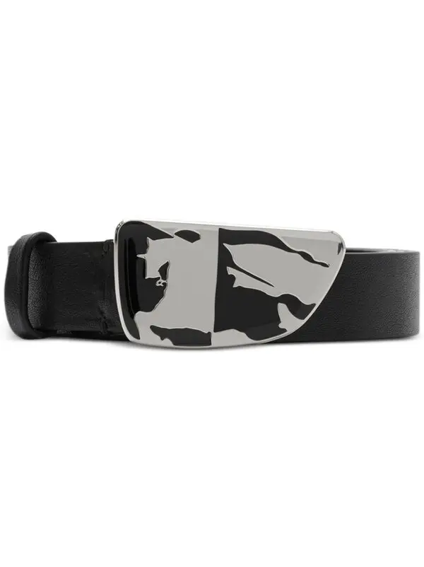 Burberry Leather Belt With Equestrian Knight Detail - Black