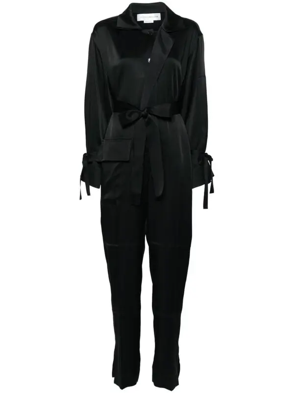 Victoria Beckham Spread-collar Crepe Jumpsuit - Black