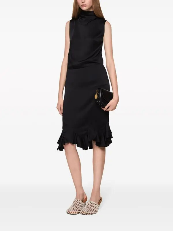 Stella McCartney Ruffled Satin Midi Skirt - Black