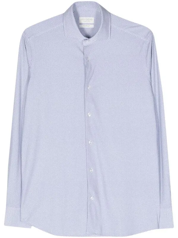 DELL'OGLIO Geometric-pattern Classic-collar Shirt