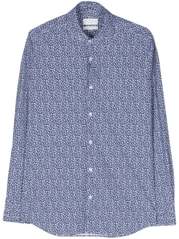 DELL'OGLIO Floral-print Classic-collar Shirt
