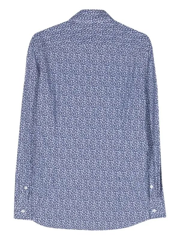 DELL'OGLIO Floral-print Classic-collar Shirt