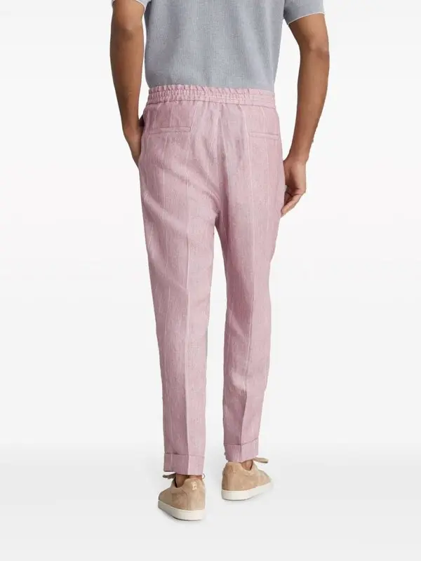 Brunello Cucinelli Striped Linen Trousers - Pink