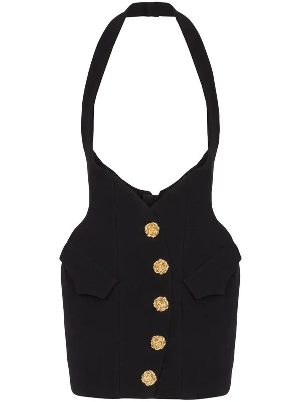 Balmain Rose-button Tulip Skirt