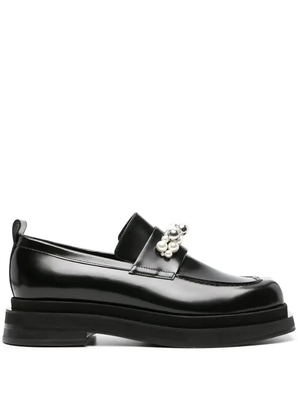 Simone Rocha Pearl-detail Leather Loafers - Black