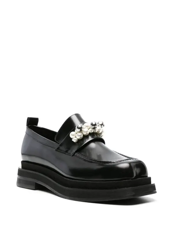Simone Rocha Pearl-detail Leather Loafers - Black