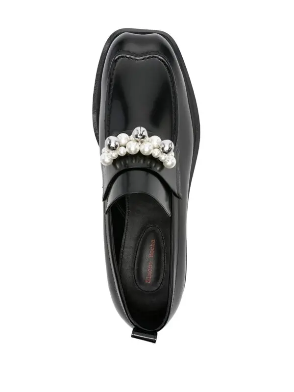 Simone Rocha Pearl-detail Leather Loafers - Black