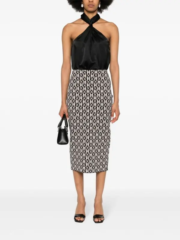Mackage Geometric-pattern Knit Pencil Skirt