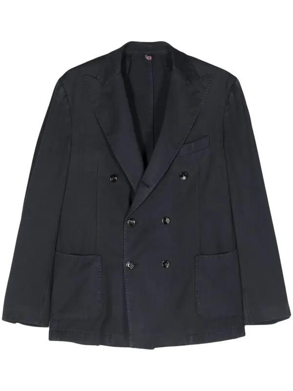 DELL'OGLIO Double-breasted Wool Blazer - Blue