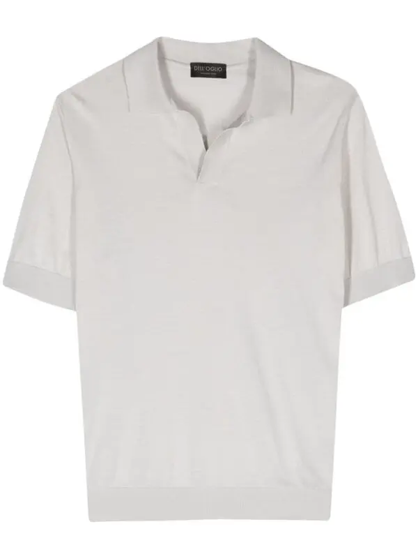 DELL'OGLIO Split-neck Cotton Polo Shirt - Grey