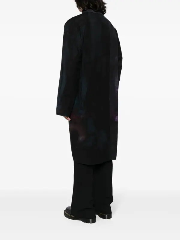 Yohji Yamamoto Single-breasted Graphic Print Coat
