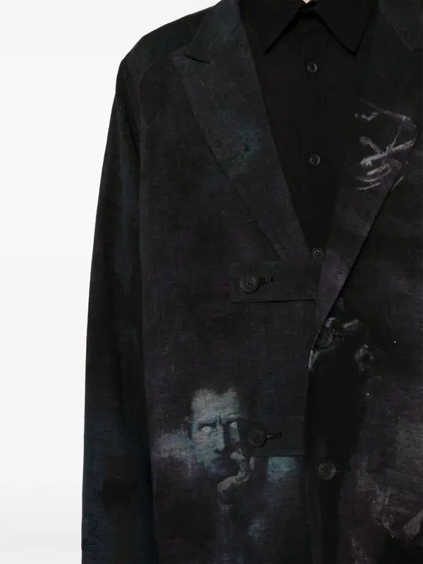 Yohji Yamamoto Single-breasted Graphic Print Coat