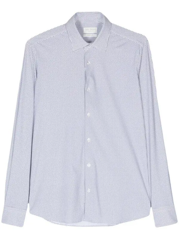 DELL'OGLIO Geometric-print Long-sleeve Shirt - White