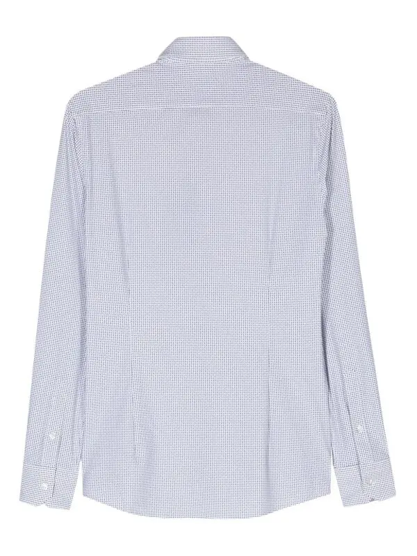 DELL'OGLIO Geometric-print Long-sleeve Shirt - White