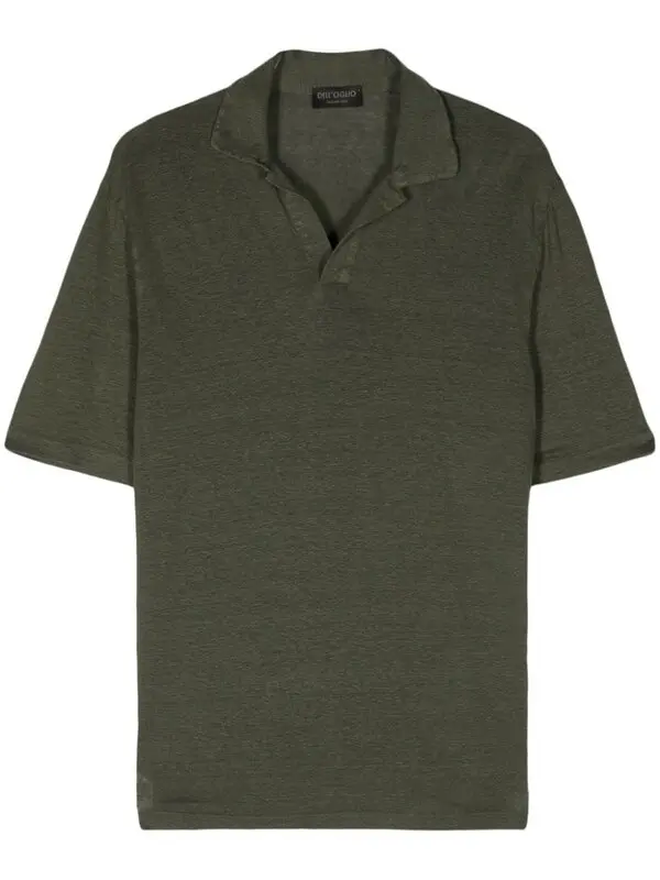 DELL'OGLIO Short-sleeve Linen Polo Shirt - Green