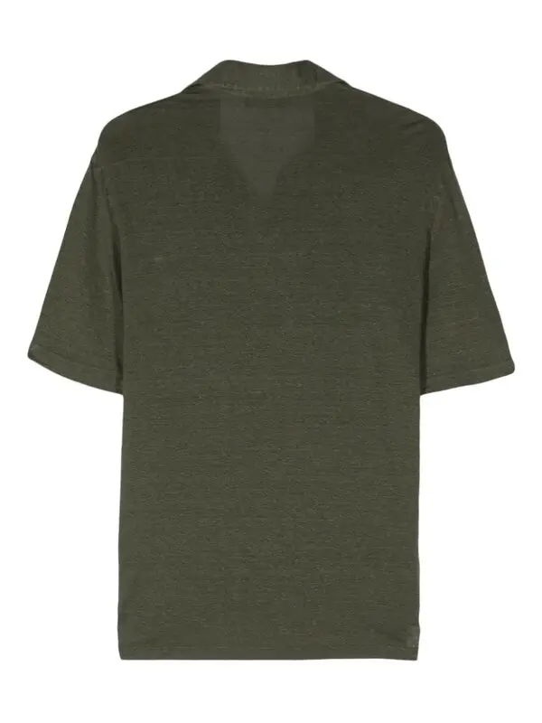 DELL'OGLIO Short-sleeve Linen Polo Shirt - Green
