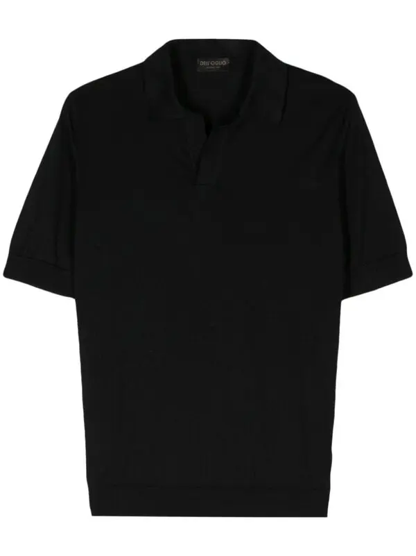 DELL'OGLIO Short-sleeve Cotton Polo Shirt - Black