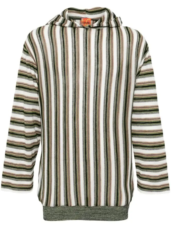VITELLI Striped Linen-blend Hoodie