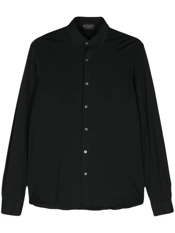 DELL'OGLIO Button-up Cotton Shirt - Black