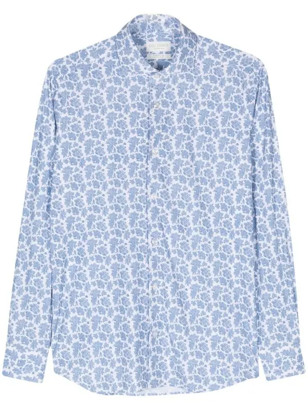 DELL'OGLIO Floral-print Long-sleeve Shirt