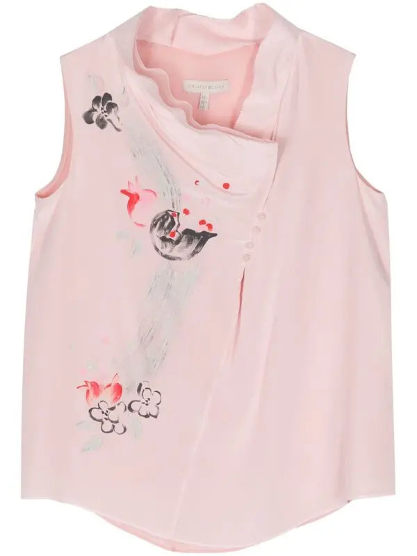 Shiatzy Chen Floral-print Silk Vest - Pink
