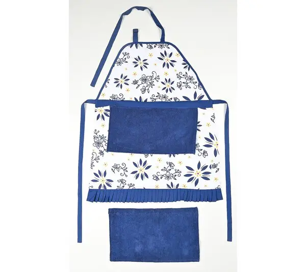 TEMP-TATIONS Printed Apron With Removable Towel And Extra Towel - One-color