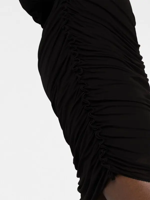 Saint Laurent Ruched V-neck Minidress - Black