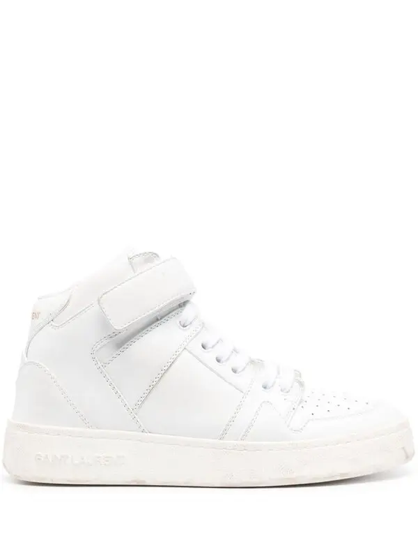 Saint Laurent Lax Distressed Leather Sneakers