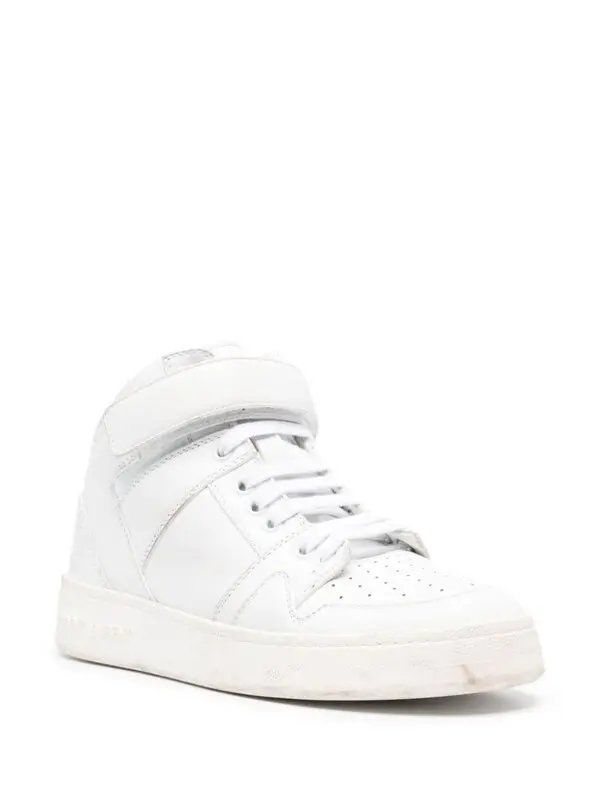 Saint Laurent Lax Distressed Leather Sneakers