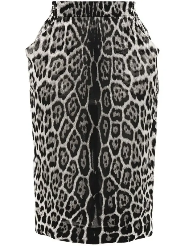 Saint Laurent Leopard-print Silk Skirt