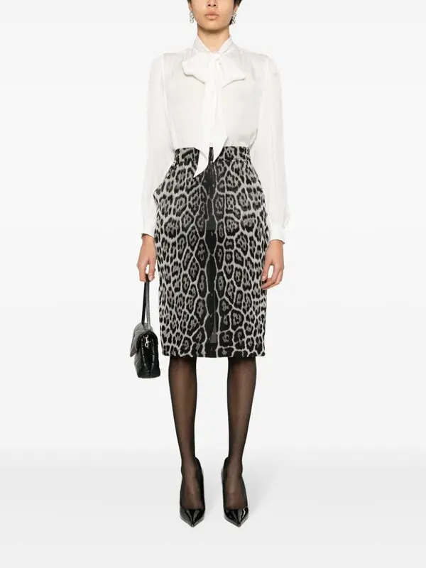 Saint Laurent Leopard-print Silk Skirt