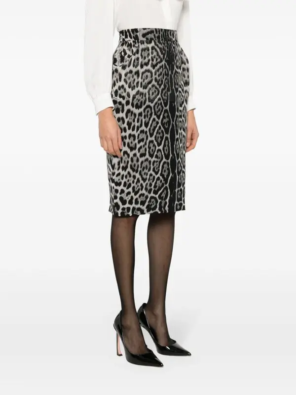 Saint Laurent Leopard-print Silk Skirt