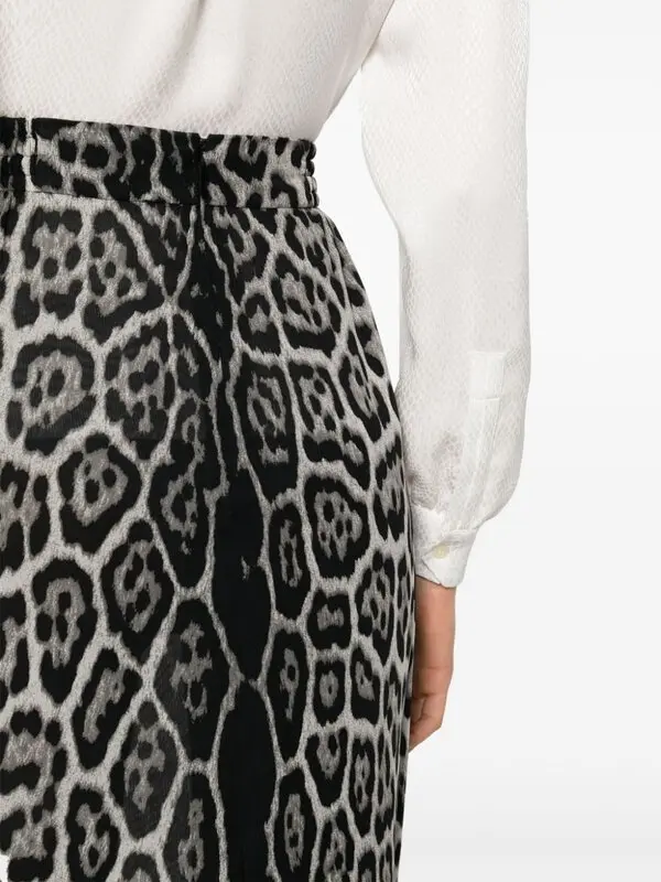 Saint Laurent Leopard-print Silk Skirt