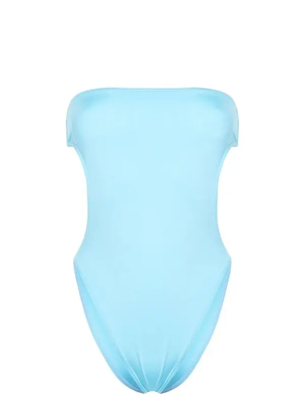 Saint Laurent Strapless Cut-out Swimsuit - Blue