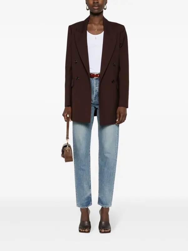 Saint Laurent Distressed High-waisted Tapered Jeans
