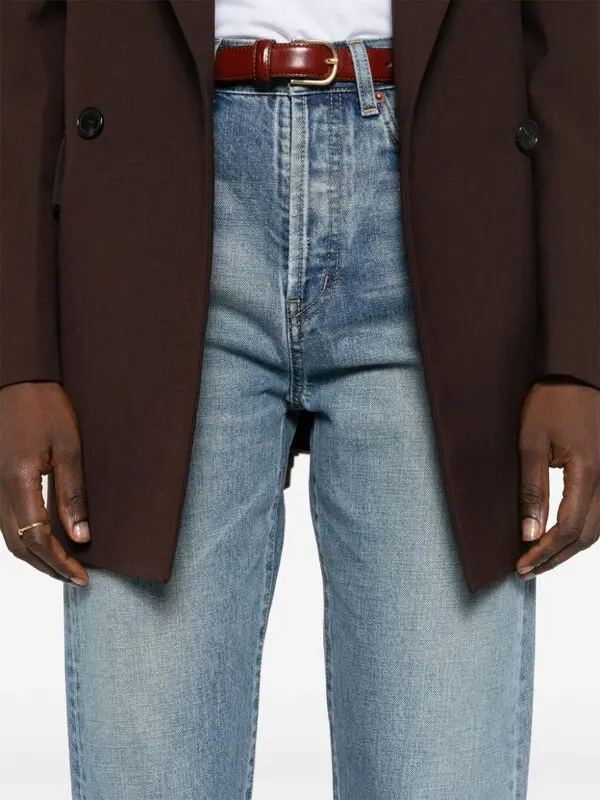 Saint Laurent Distressed High-waisted Tapered Jeans