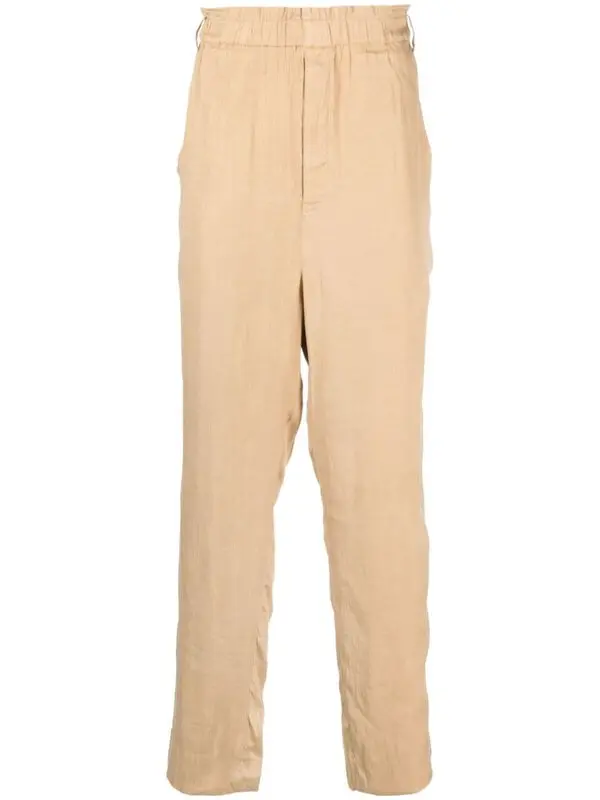 Saint Laurent Straight-leg Silk-blend Trousers - Neutrals