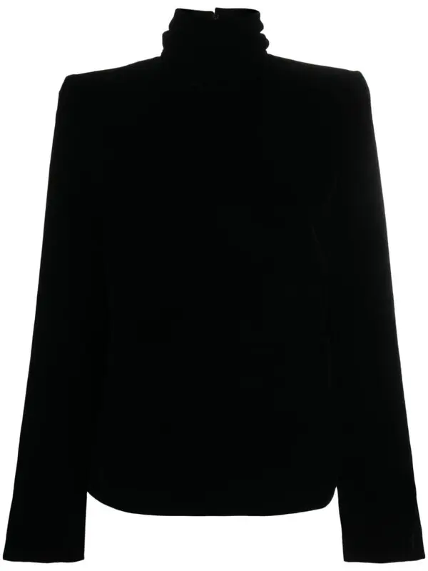 Saint Laurent High-neck Velvet Blouse