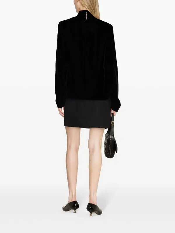 Saint Laurent High-neck Velvet Blouse